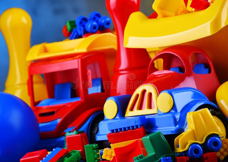 Composition with Colorful Plastic Children Toys Stock Photo - Image of ...