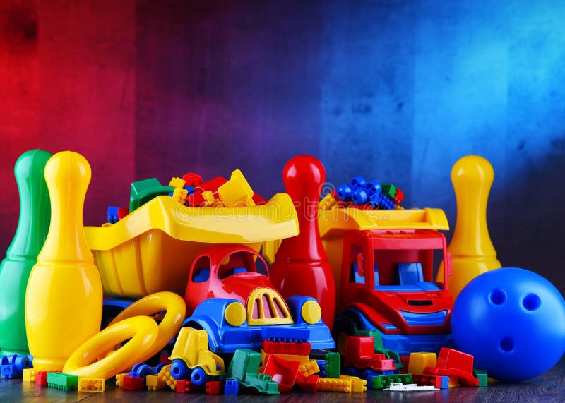 Composition with Colorful Plastic Children Toys Stock Photo - Image of ...