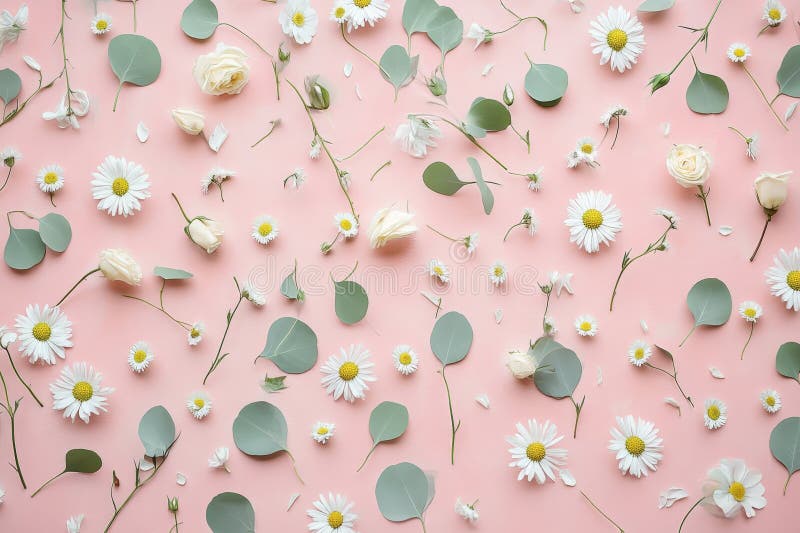 The Composition is Composed of Pink Flowers on a Pink Background with ...