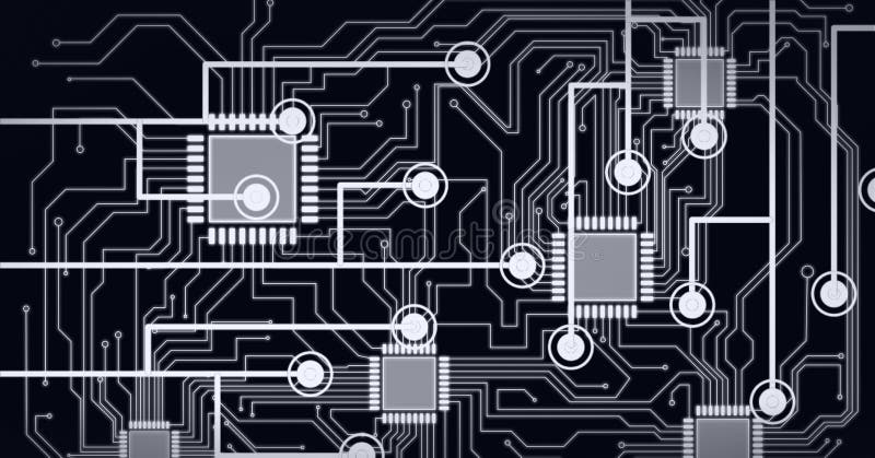 Composition of Computer Processor with Network of Connections and Circuit Board Stock ...