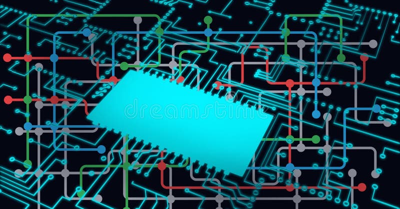 Composition of Computer Processor with Network of Connections and Circuit Board Stock ...