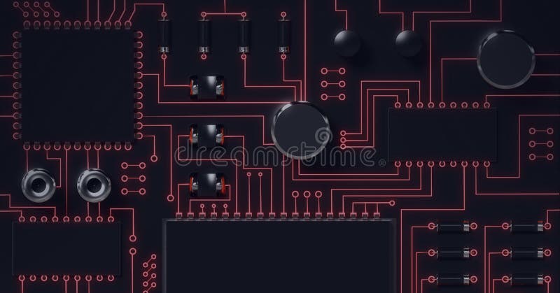 Composition of Computer Processors and Circuit Board Stock Illustration - Illustration of ...