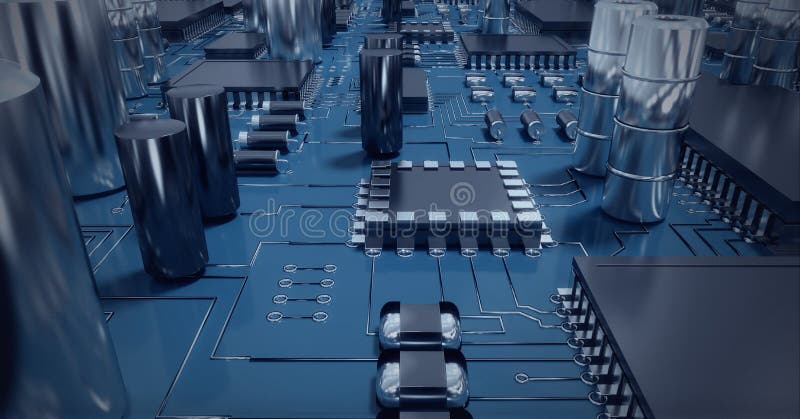 Composition of Computer Processors and Circuit Board Stock Illustration - Illustration of ...