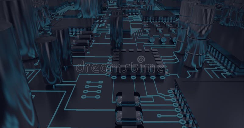 Composition of Computer Processors and Circuit Board Stock Illustration - Illustration of board ...