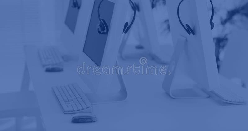 Composition of Computers on Desk in Office Stock Photo - Image of data ...