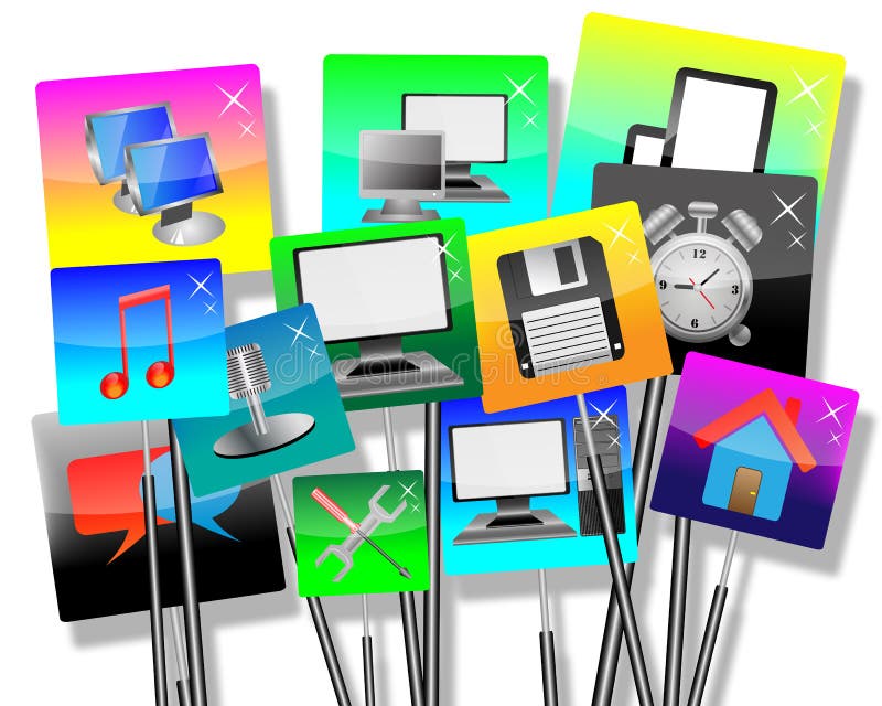 Posters of the icons stock illustration. Illustration of color - 30243990