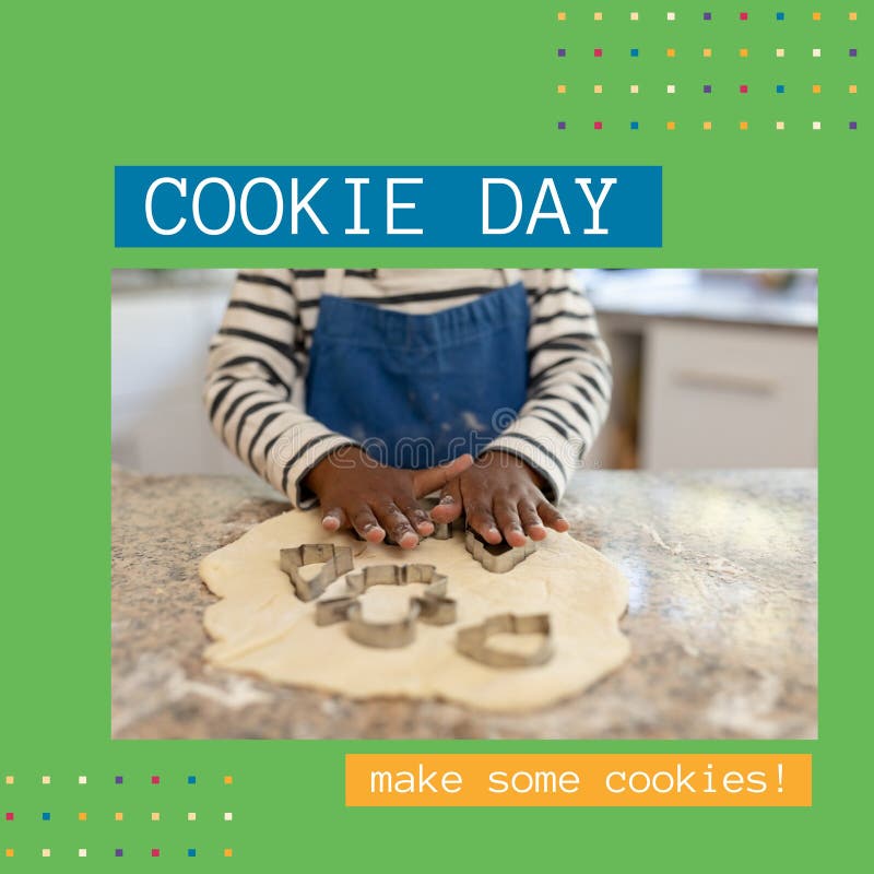 Composition of Cookie Day Make Some Cookies Text Over African American ...