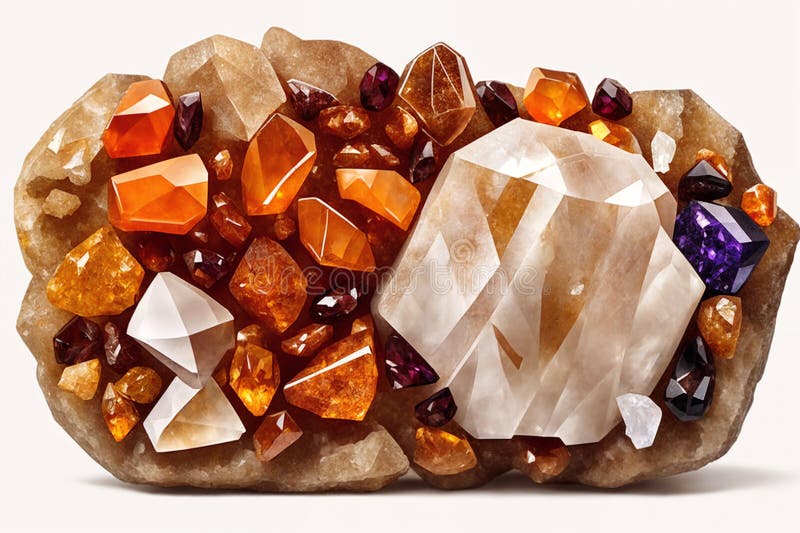 Composition of Crystals and Gemstones Stock Illustration - Illustration ...