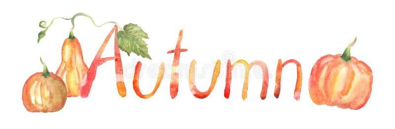 Composition Cute Pumpkins and the Word Autumn Stock Illustration ...