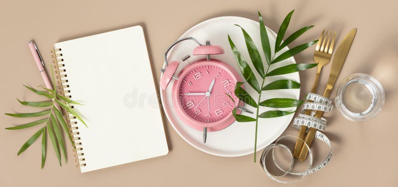 Composition with Cutlery, Measuring Tape, Blank Paper Notebook, Water ... Composition with Cutlery, Measuring Tape, Blank Paper Notebook, Water ...