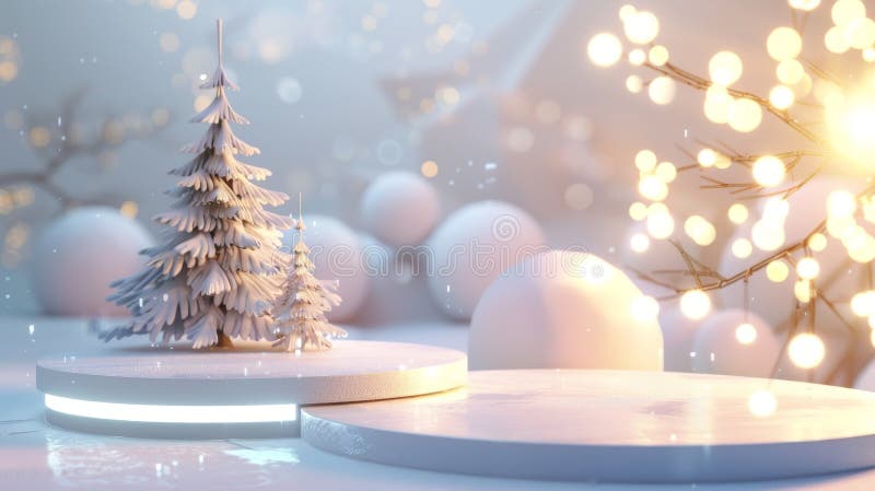 Composition in 3D of an Abstract Winter Christmas Scene with a ...