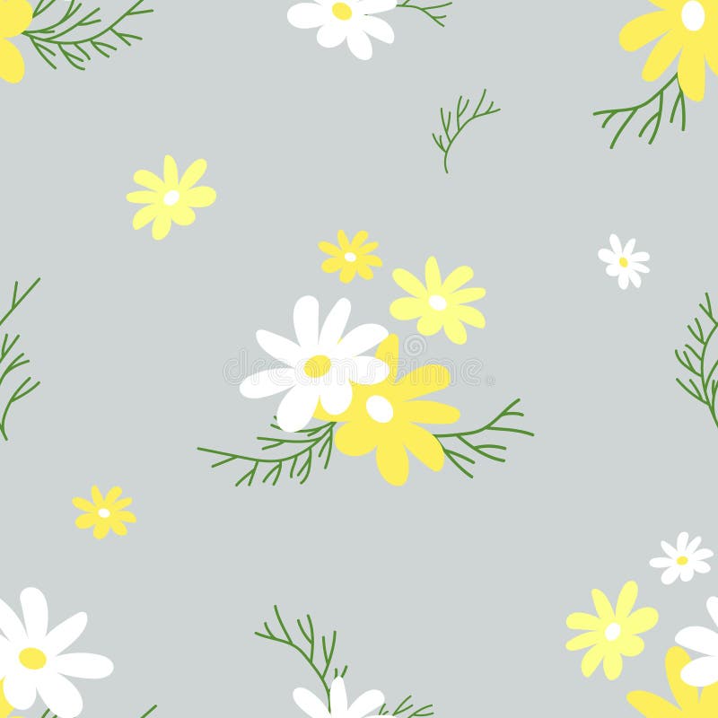 Composition of Daisy Flowers with Leaves on a Gray Background Stock ...
