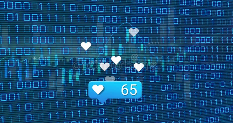 Composition of Data Processing with Social Media Icons Over Cityscape ...