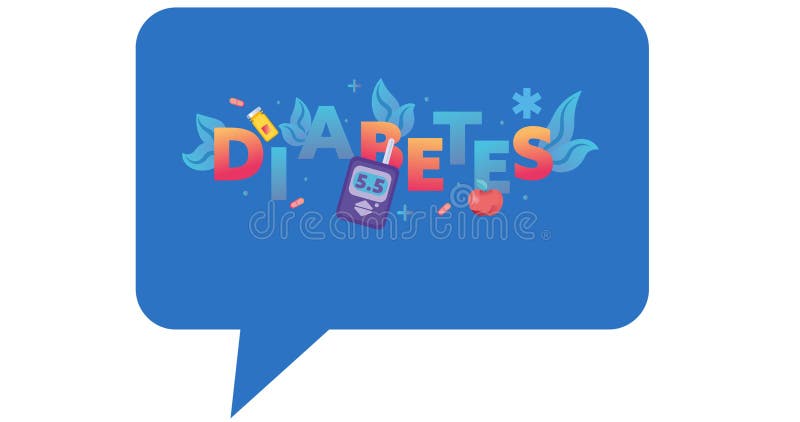 Composition of Diabetes Text in Blue Cloud on White Background Stock ...