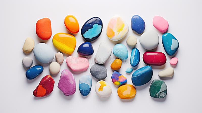 Composition of Different Colored Minerals. Rounded Different Stones in ...