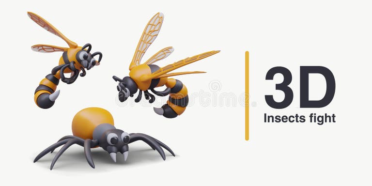 Composition with Different Insect Flight. Flying and Crawling Bug ...