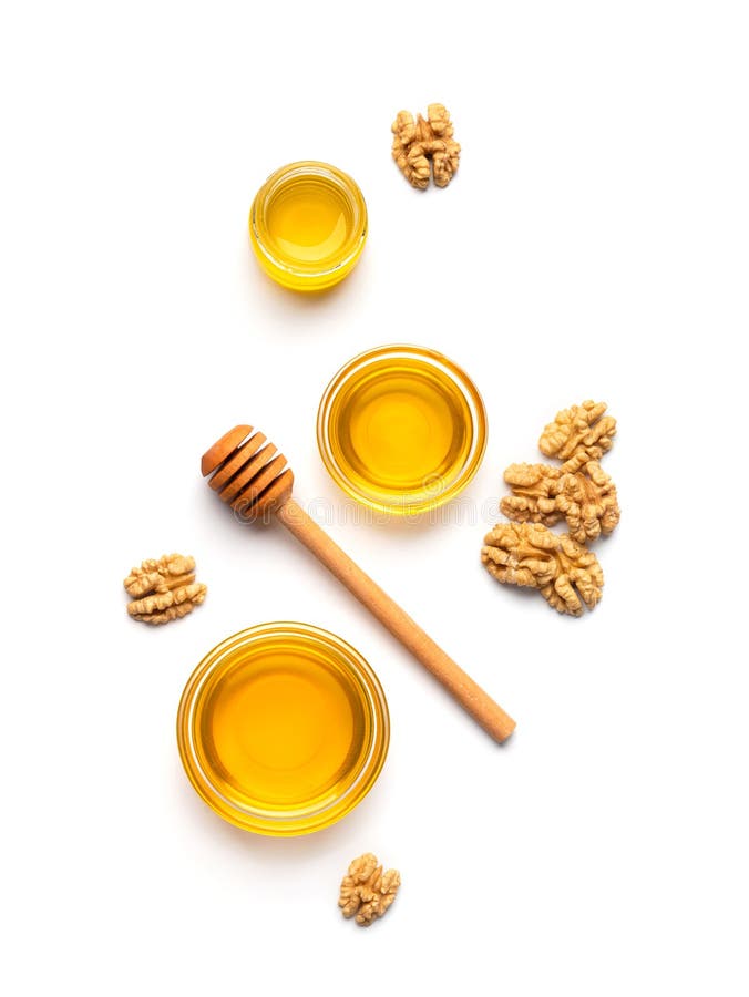 Composition from Different Jars with Honey on Isolation Stock Image ...