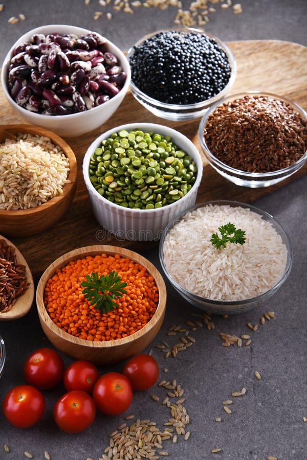 Composition with Different Kinds of Dry Food Products Stock Photo ...