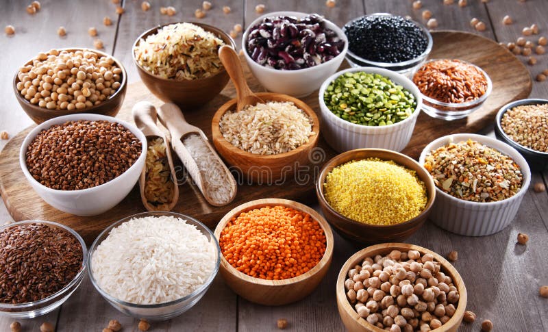 Composition with Different Kinds of Dry Food Products Stock Photo ...