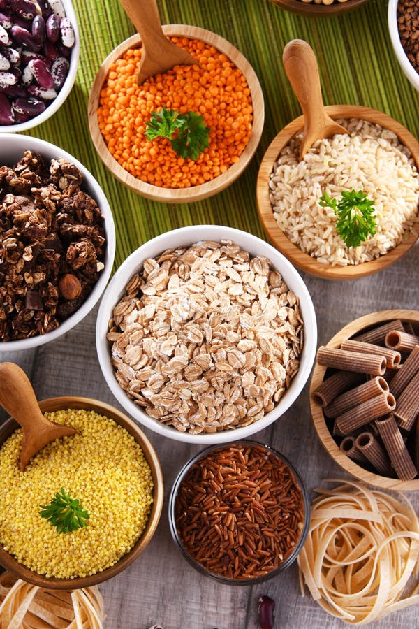 Composition with Different Kinds of Dry Food Products Stock Photo ...