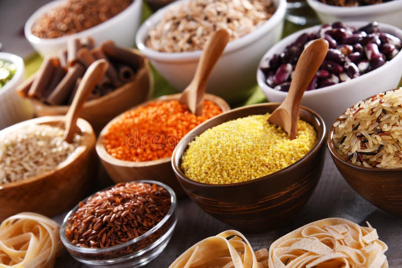 Composition with Different Kinds of Dry Food Products Stock Photo ...