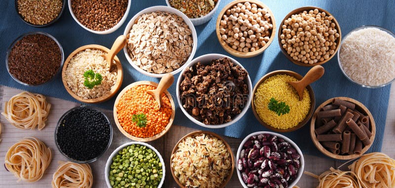 Composition with Different Kinds of Dry Food Products Stock Photo ...