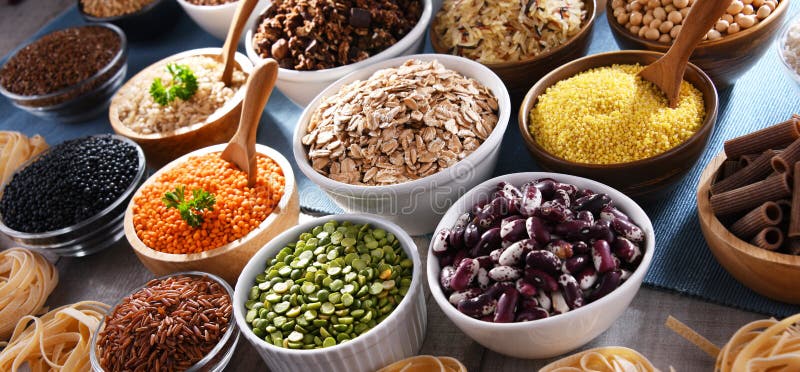 Composition with Different Kinds of Dry Food Products Stock Photo ...