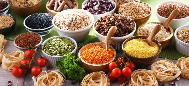 Composition with Different Kinds of Dry Food Products Stock Photo ...