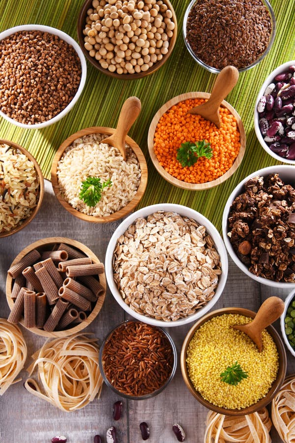 Composition with Different Kinds of Dry Food Products Stock Photo ...