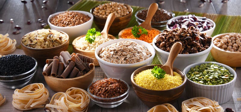 Composition with Different Kinds of Dry Food Products Stock Photo ...
