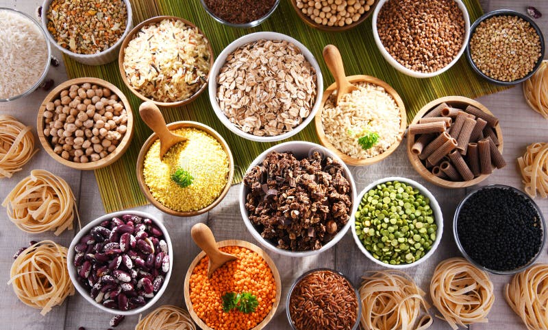 Composition with Different Kinds of Dry Food Products Stock Photo ...