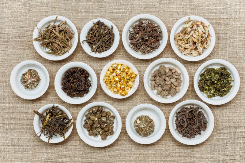 Composition of Different Natural Dry Tea Leaves Stock Photo - Image of ...