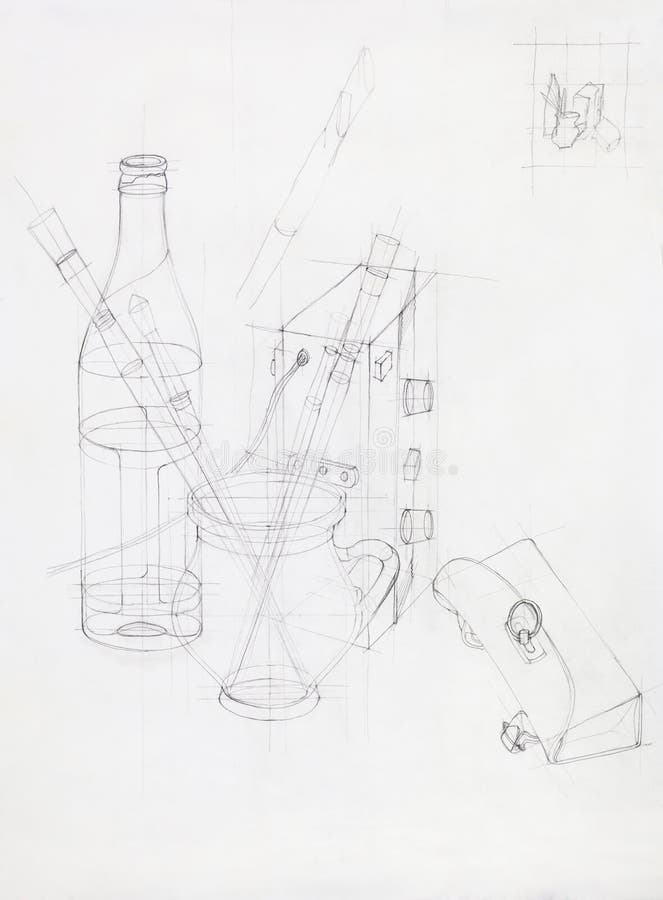 Composition with Different Objects, Sketch Stock Illustration ...