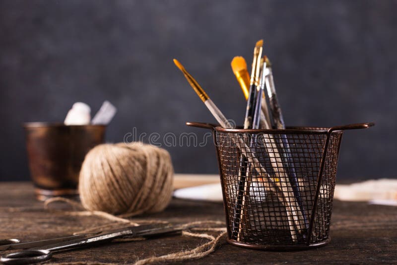 Composition with Different Objects on the Table. Making Wooden ...