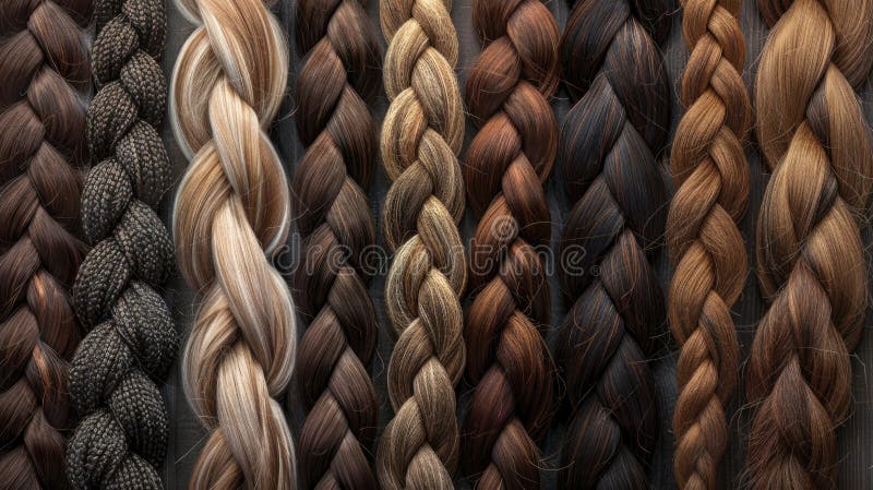 Composition of Different Types of Braids Woven from Hair Stock ... Composition of Different Types of Braids Woven from Hair Stock ...