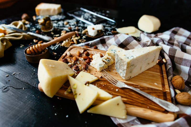 Composition of Different Varieties of Cheese Stock Photo - Image of ...