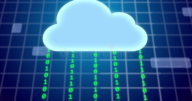 Composition of Digital Blue Cloud and Binary Coding Over Grid Stock Illustration - Illustration ...