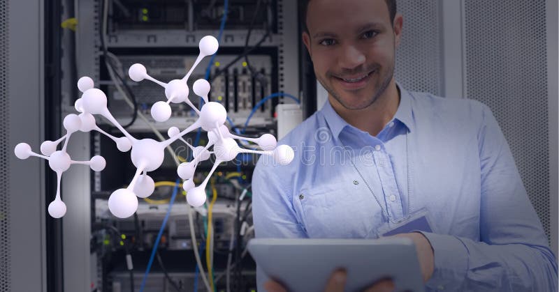 Composition of Digital Chemical Compound Over Businessman Using Tablet ...