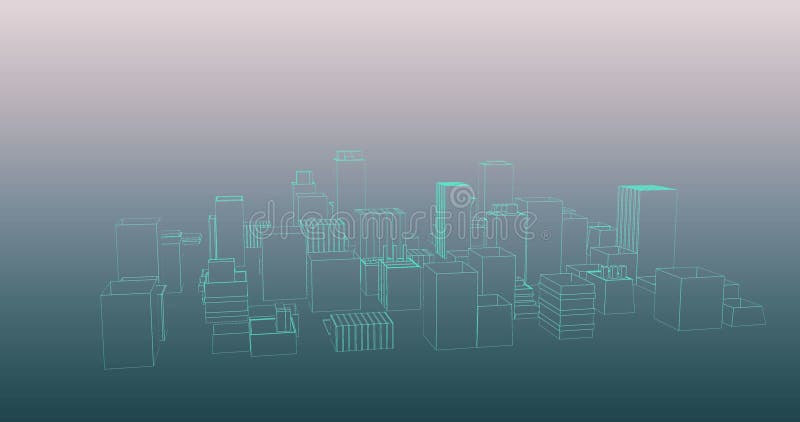 Composition of Digital City on Blue Background Stock Image - Image of ...