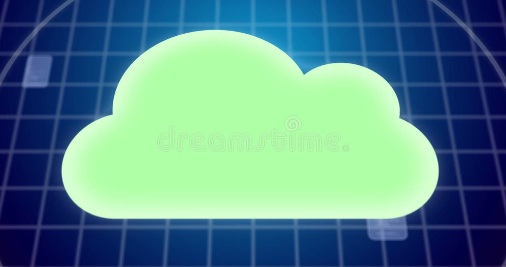 Composition of Digital Green Cloud Over Grid Stock Illustration - Illustration of people ...