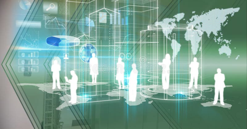 Composition of Digital Icons, Data Processing and World Map Stock ...