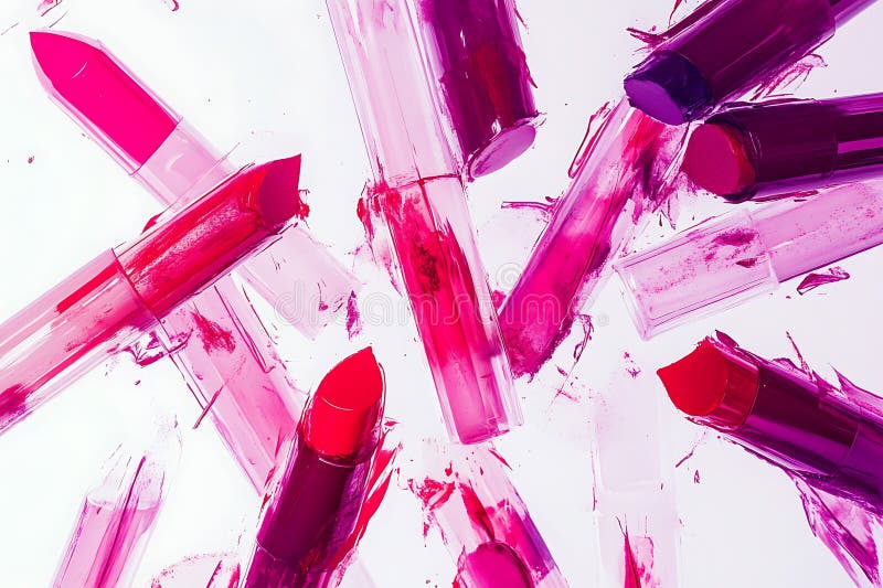 Abstract Arrangement of Various Lipstick Shades, Closeup Isolated on a ...