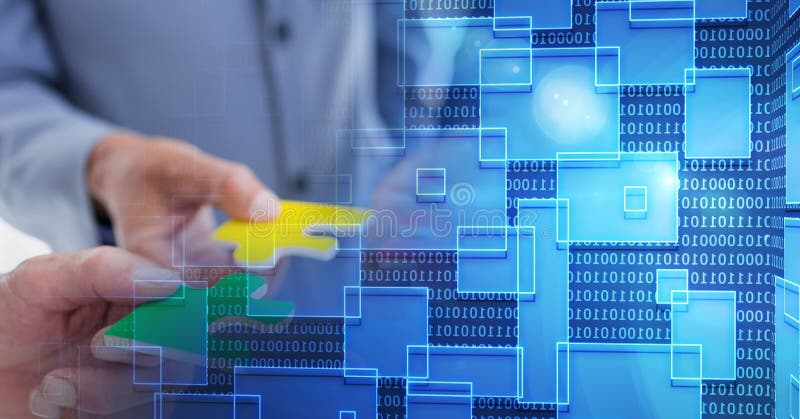 Composition of Diverse Business Team Holding Puzzle Pieces Interface ...