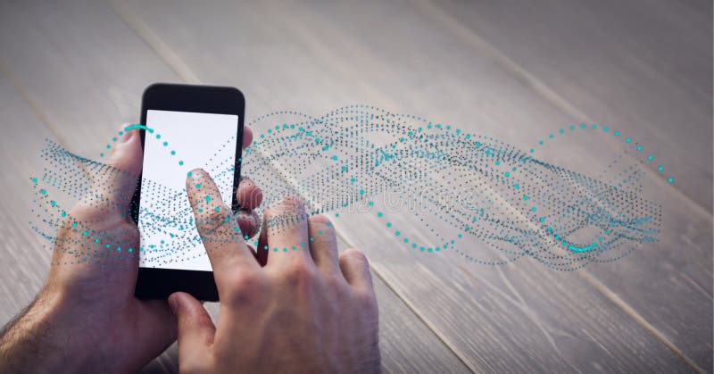 Composition of Dna Strand Over Person Using Smartphone with Blank ...
