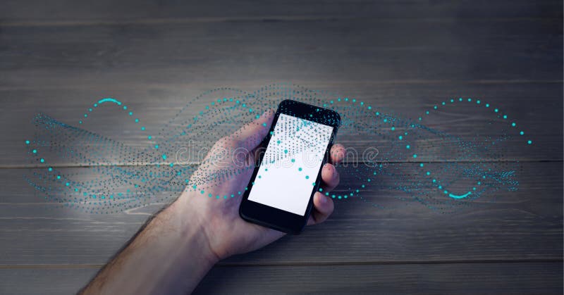 Composition of Dna Strand Over Person Using Smartphone with Blank ...