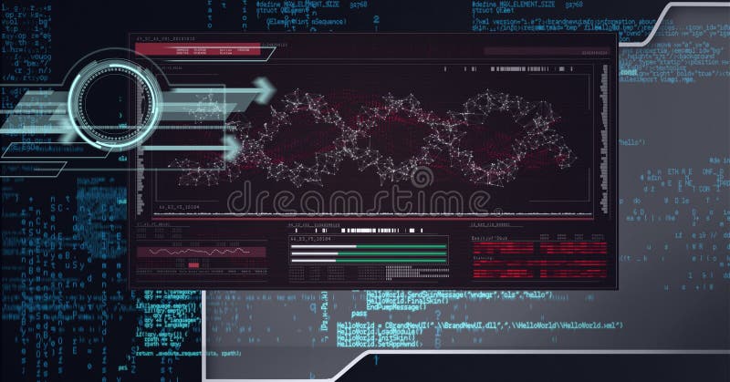 Composition of Dna Strand and Scientific Digital Data on Screen Stock ...