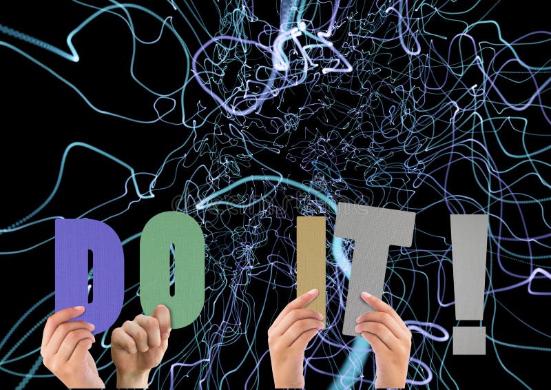 Composition of Do it Text in Multi Coloured Letters Held by People with ...