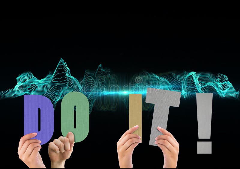 Composition of Do it Text in Multi Coloured Letters Held by People with ...