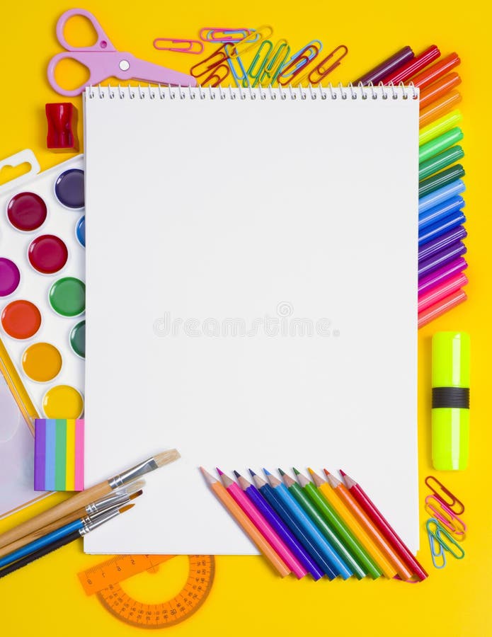 Composition of Drawing and Painting Tools Stock Illustration ...