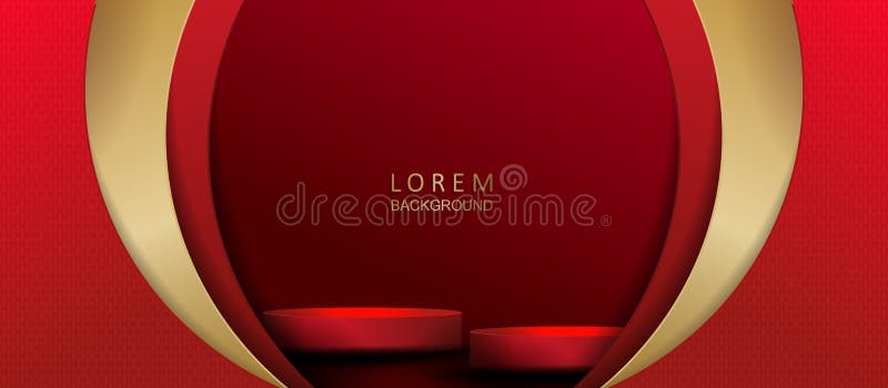 Composition En Texture Rouge Avec Rideaux Ovale Rond Podium ...